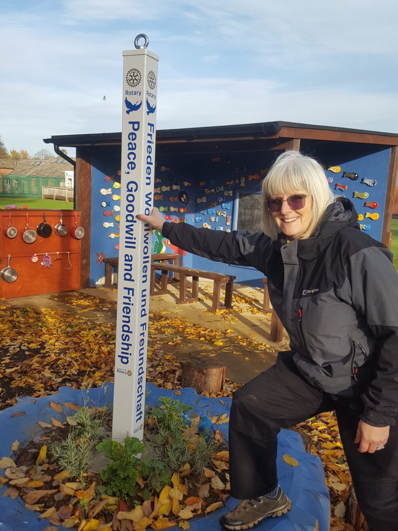 President Anita with our Peace Pole